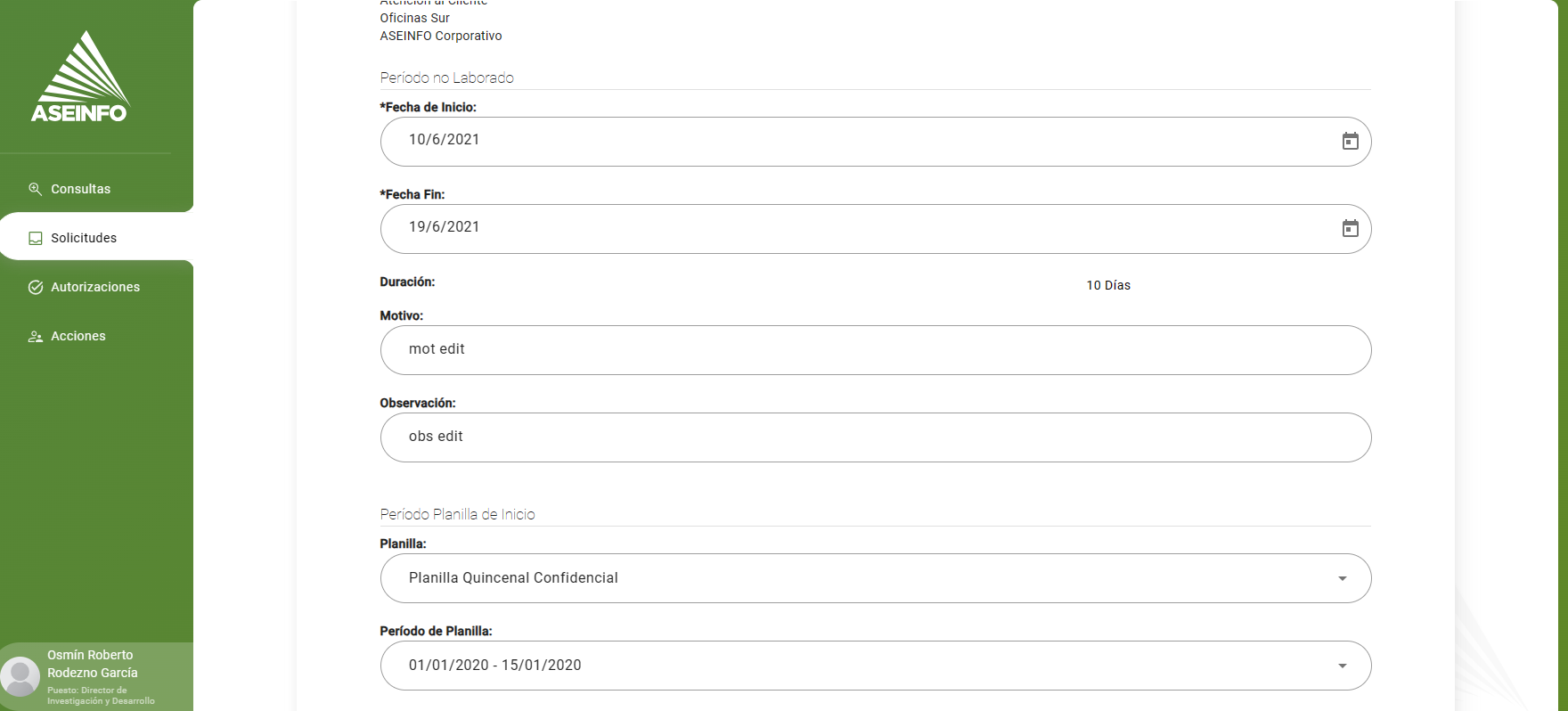 Evolution Wave - Módulo de Solicitudes - ASEINFO Docs