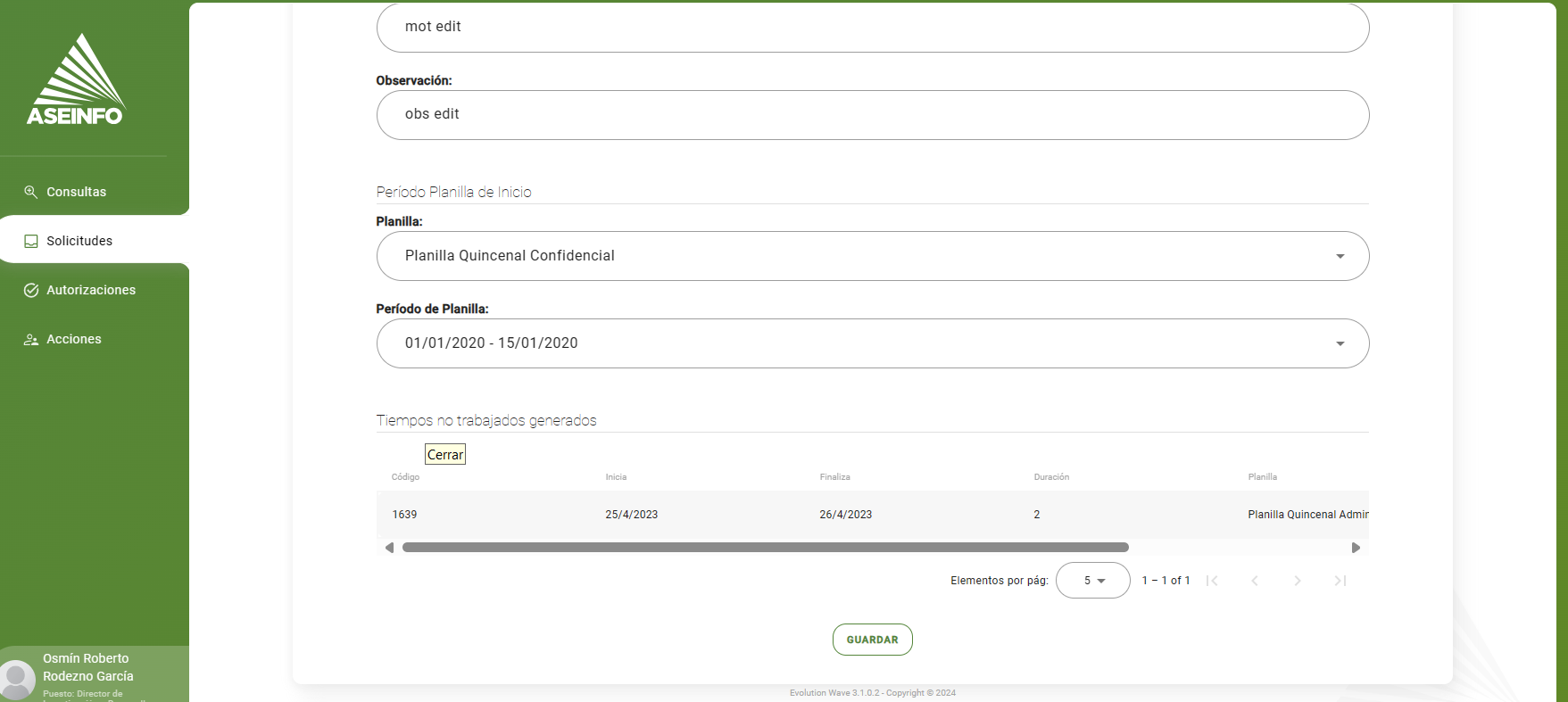 Evolution Wave - Módulo de Solicitudes - ASEINFO Docs